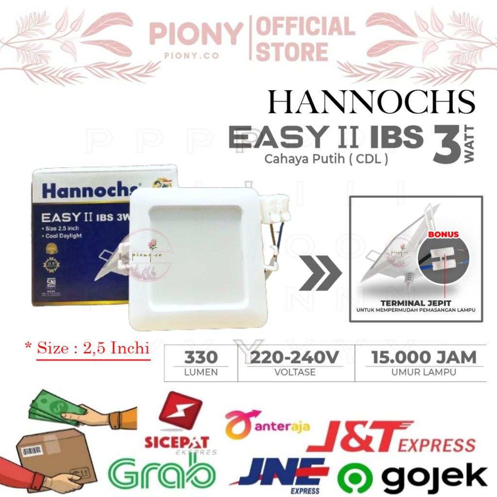 Jual HANNOCHS DOWNLIGHT LAMPU PLAFON EASY II PUTIH COOL DAYLIGHT MODEL PETAK 3W 5W 7W 9W 12W 15W ...
