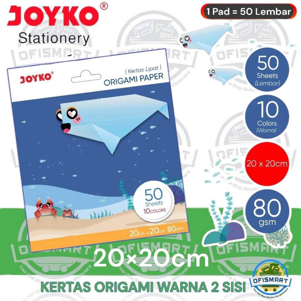Jual Joyko Kertas Origami Paper 20x20cm OGP 302-50 | @1Pak=50Lbr ...