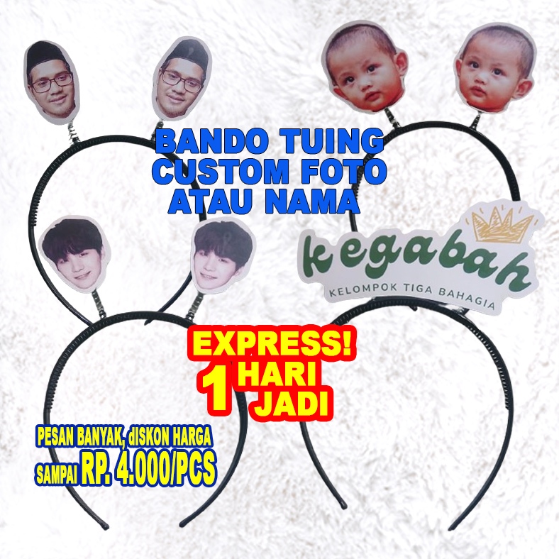 Jual Bando Headbond Tuing Tuing Custom Gambar Nama Topi Ulang Tahun ...