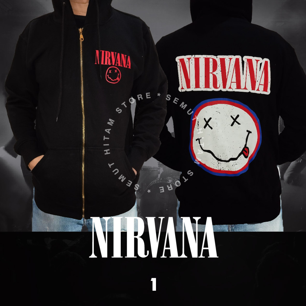 Jual Jaket Jumper Hoodie Zipper NIRVANA SMILE Band Musik Metal Prapatan Rebel Heaven Hell ...