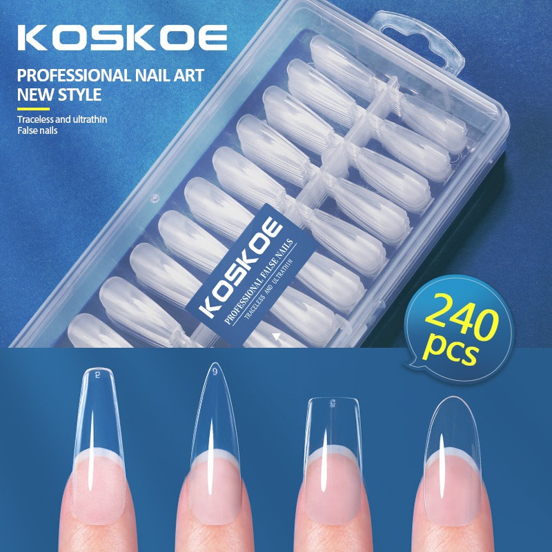 Jual KOSKOE Soft Gel Tip 240pcs Full Buff Kuku Palsu Extention Nail ...
