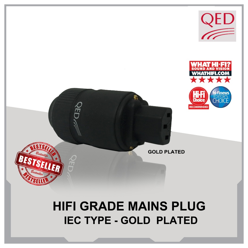 Jual QED UK HiFi IEC Connector Gold Plated Socket Female HiFi Colokan ...