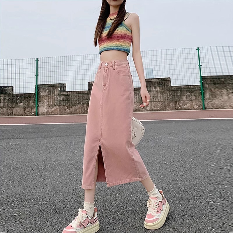 Jual Emily Rok-kekinian jeans rok new highwaist fashion kasual denim ...