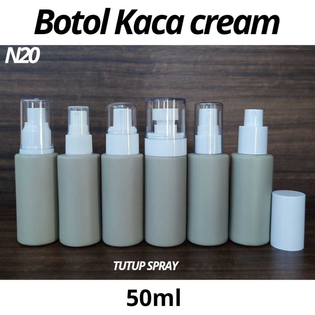 Jual Botol Kaca Cream 50ml BotBotol ol Skincare Botol Tutup Spray Putih ...
