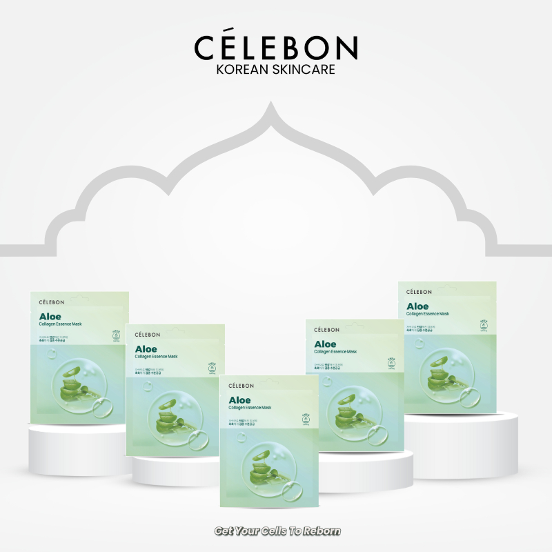 Jual CELEBON - Bundle Aloe Collagen Essence Mask (5pcs) | Shopee Indonesia