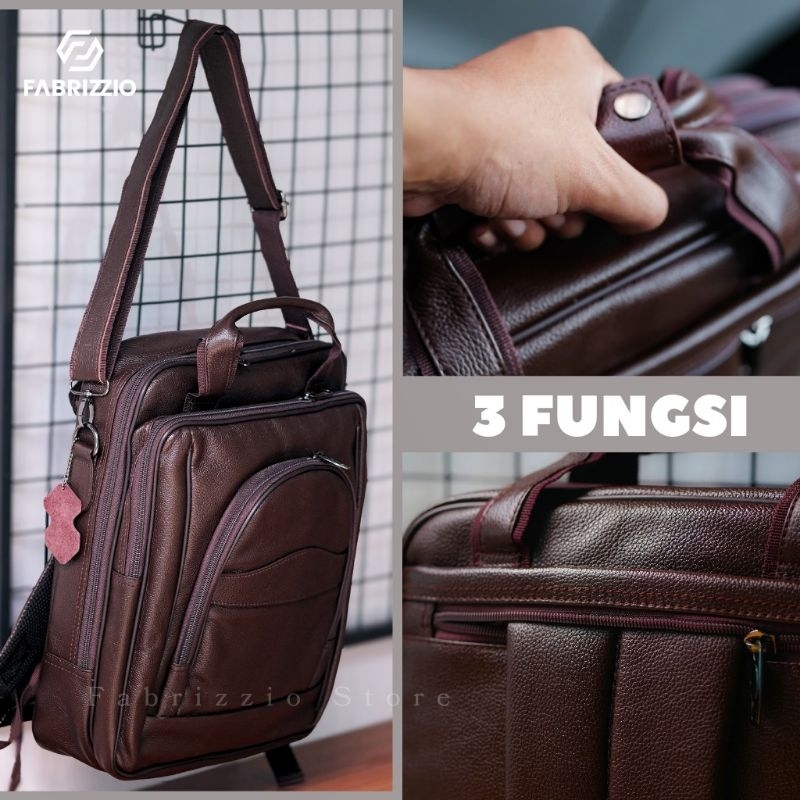 Jual tas ransel laptop 14 inch tas selempang kulit sapi | Shopee Indonesia