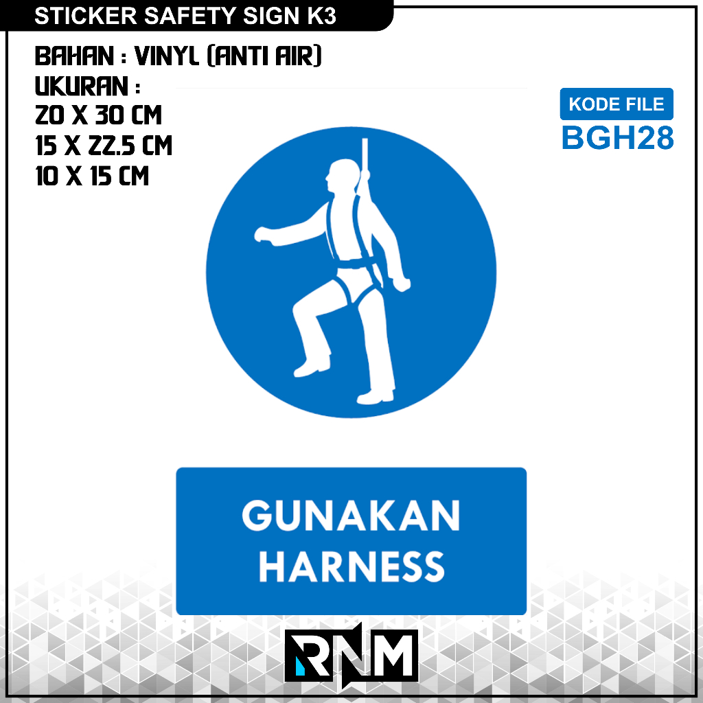 Jual STICKER SAFETY SIGN RAMBU K3 GUNAKAN HARNESS | Shopee Indonesia