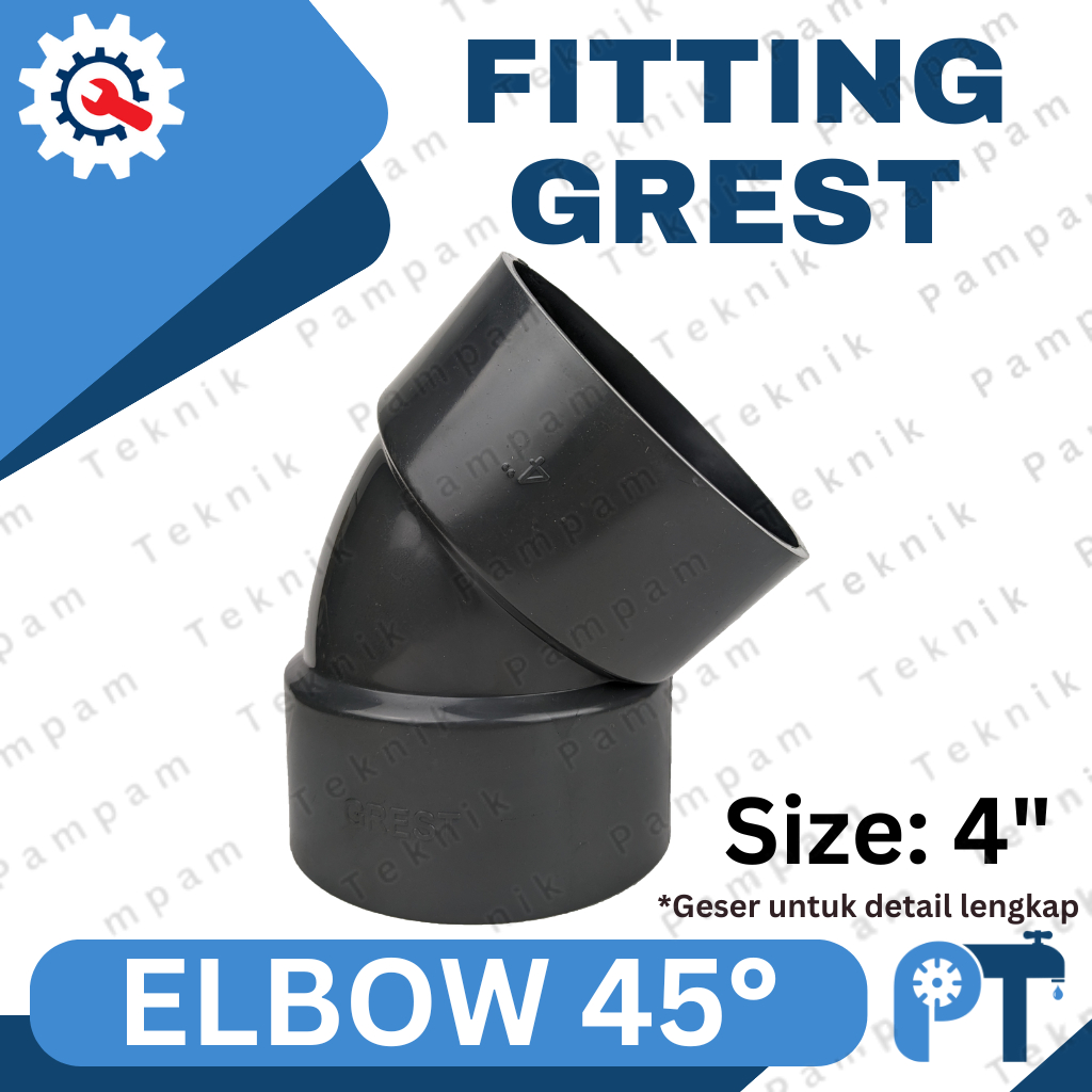 Jual Elbow 4 inch 45 derajat Grest - Knee 45 drajat 4" Knie polos 4in sambungan keni pipa pvc ...