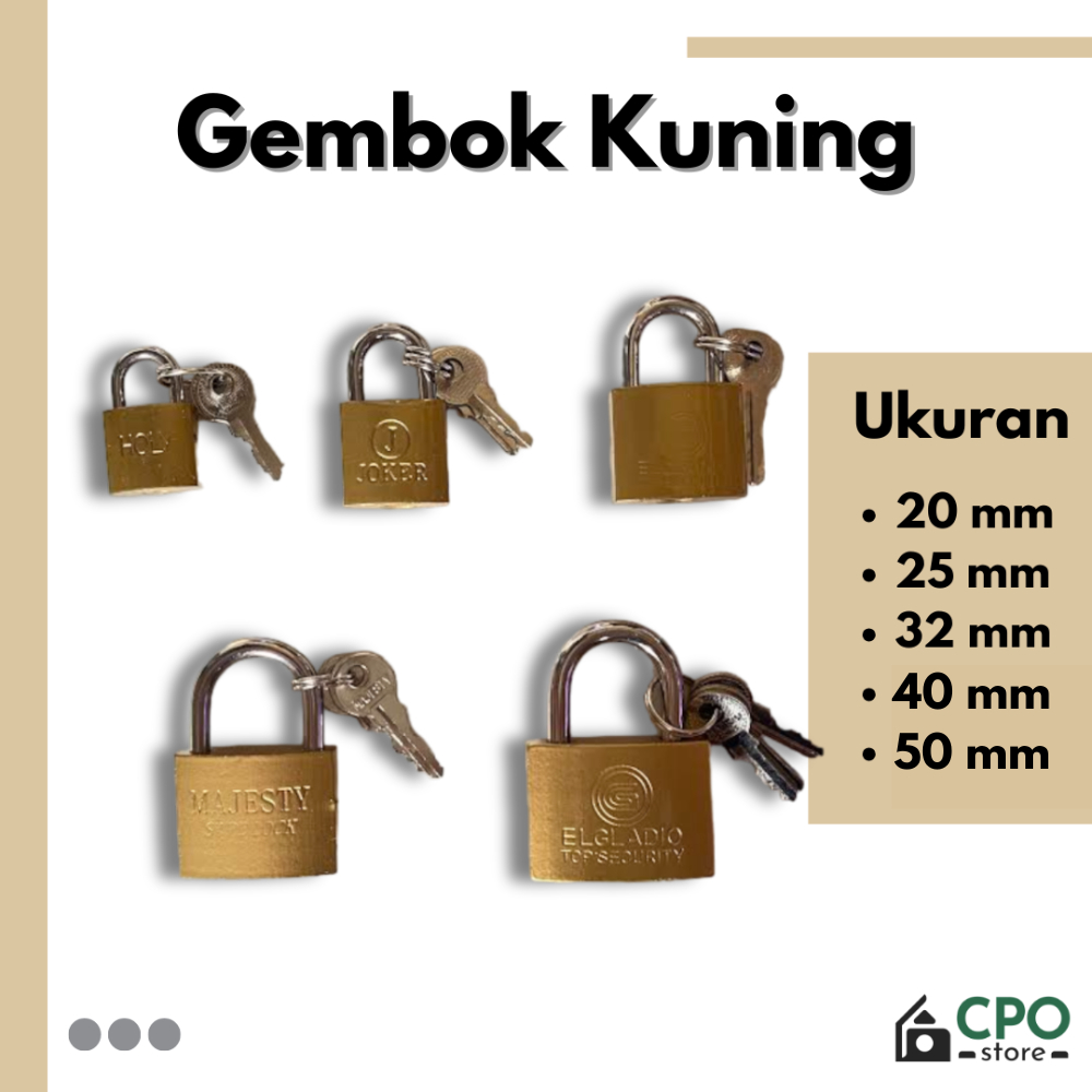 Jual Gembok Kuning / Gembok Koper Ukuran 20mm - 50mm KUNING | Shopee ...