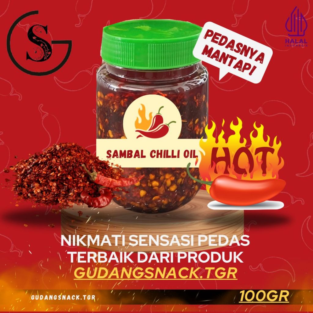 Jual Sambal Chilli Oil Pedas [100gr] Khas GudangSnackTgr Hott Mantulll ...