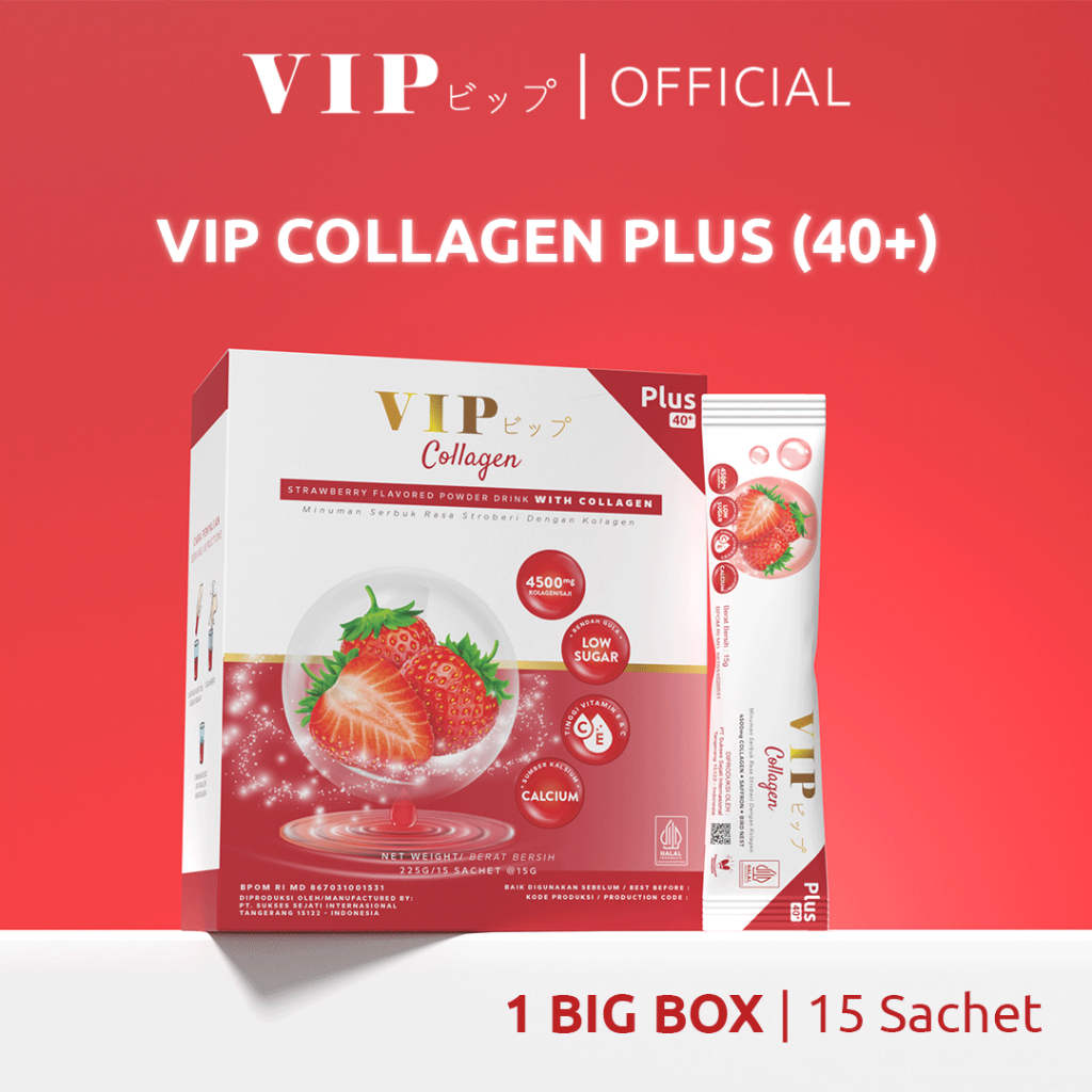 Jual VIP Collagen Plus 4500mg 1 Box 15 sachet | L-Glutathione + Bird ...