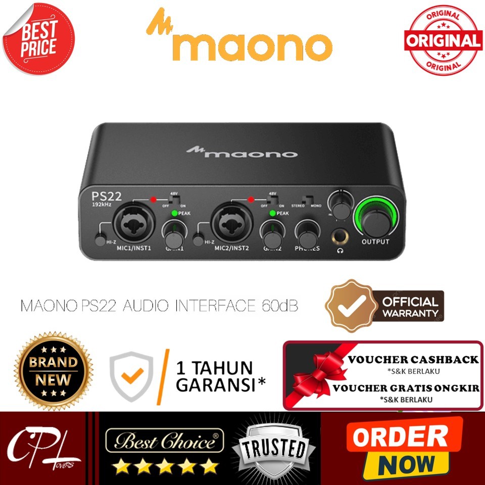 Jual MAONO PS22 Audio Interface USB Mixer 60 dB Preamp 24bit/192kHz ...