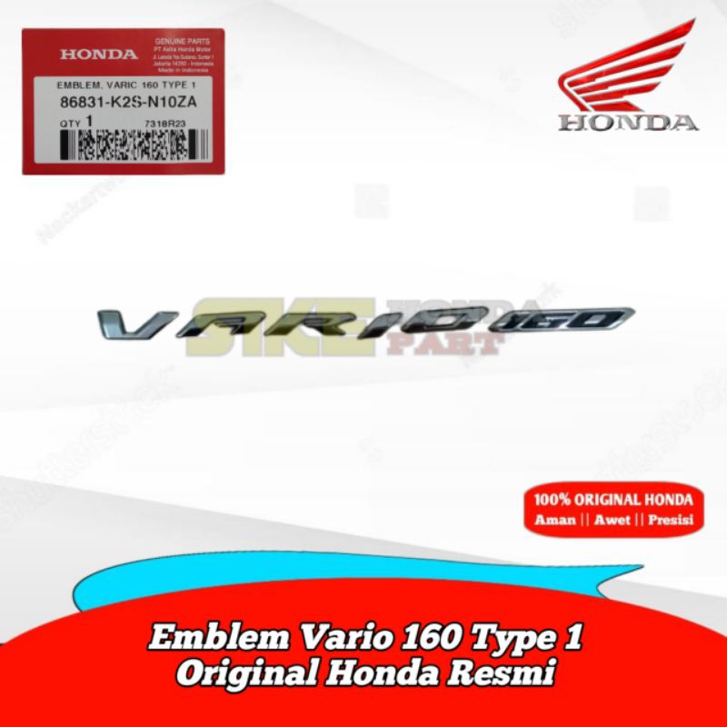 Jual 86831-K2S-N10ZA Emblem Type 1 Vario 160 Resmi Original Honda ...