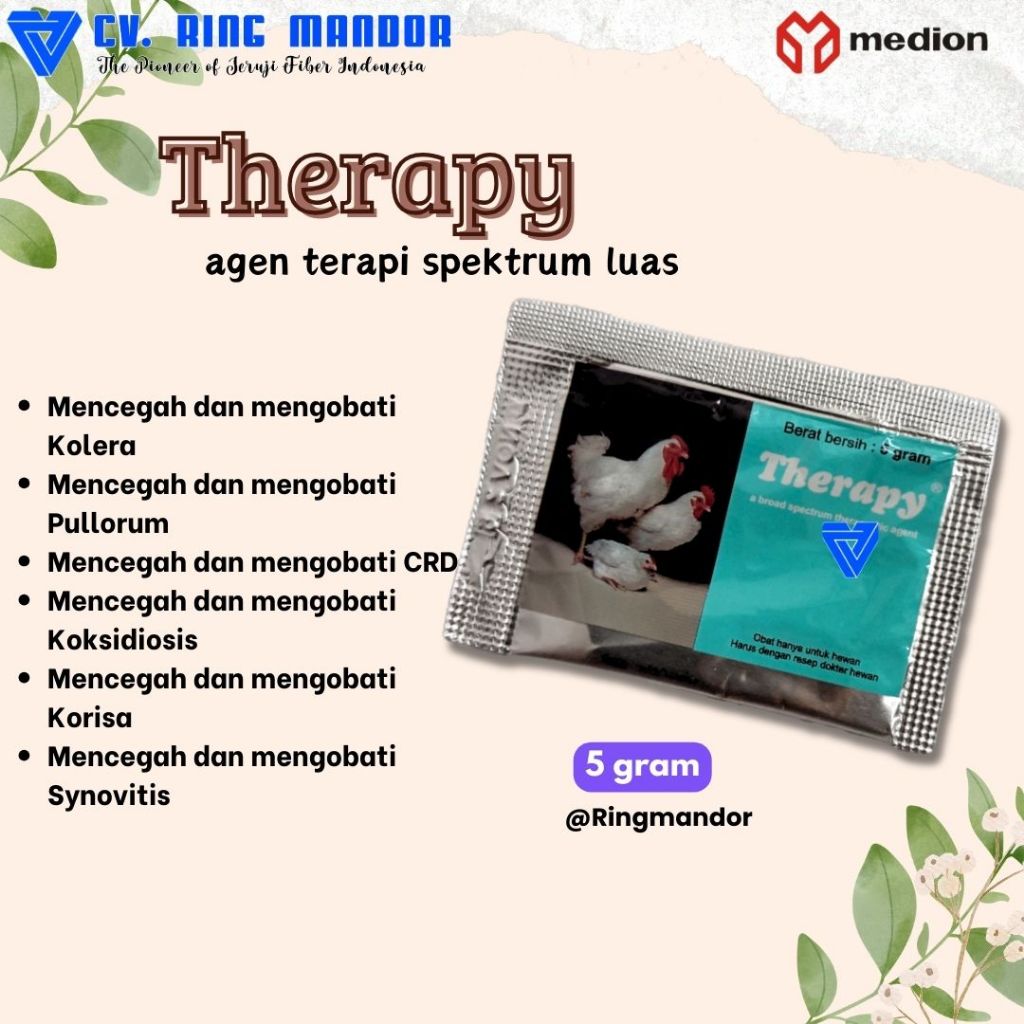 Jual Medion THERAPY KEMASAN 5 gram obat pullorum cholera ayam medion ...