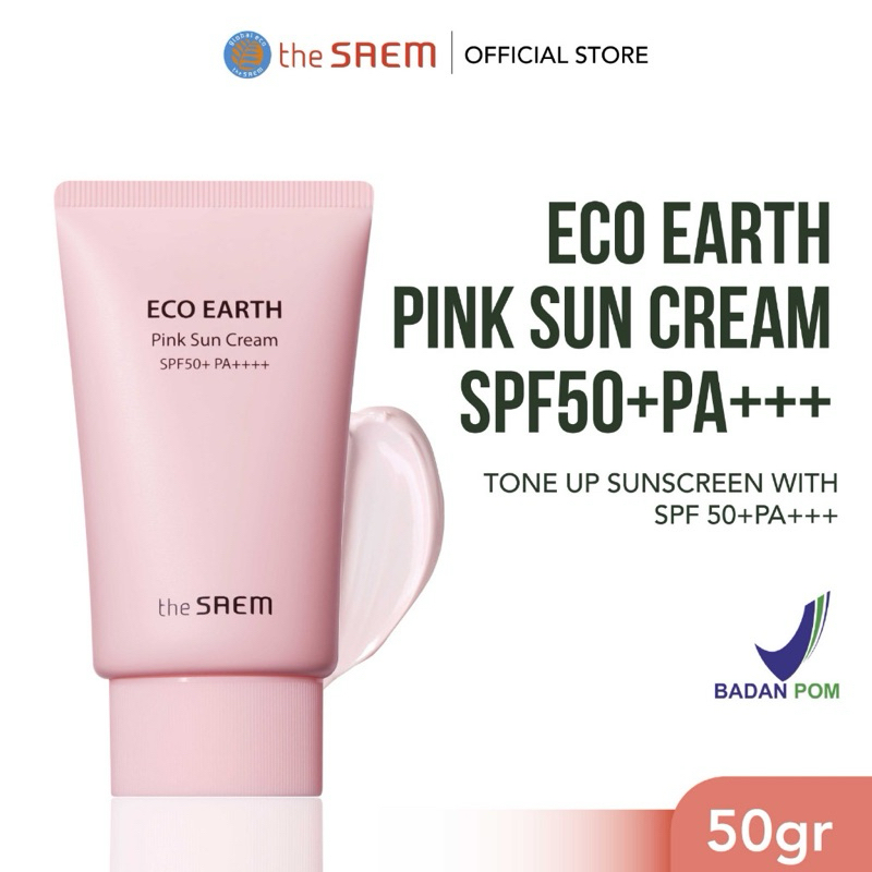 Jual [The Saem Official] Eco Earth Pink Sun Cream SPF 50+ PA+++ 50g ...