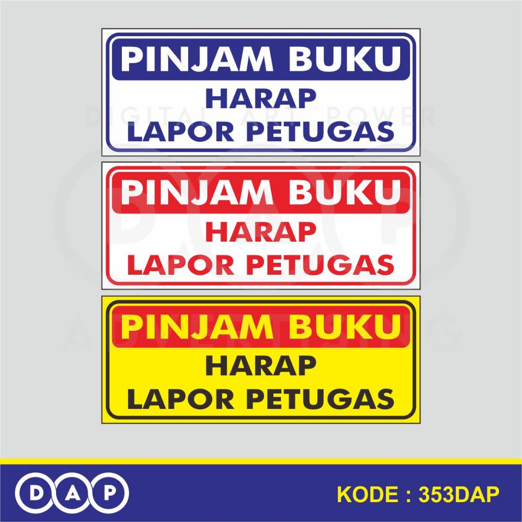 Jual 353 - STIKER PINJAM BUKU WAJIB LAPOR - 25 X 10 CM - VYNIL ...