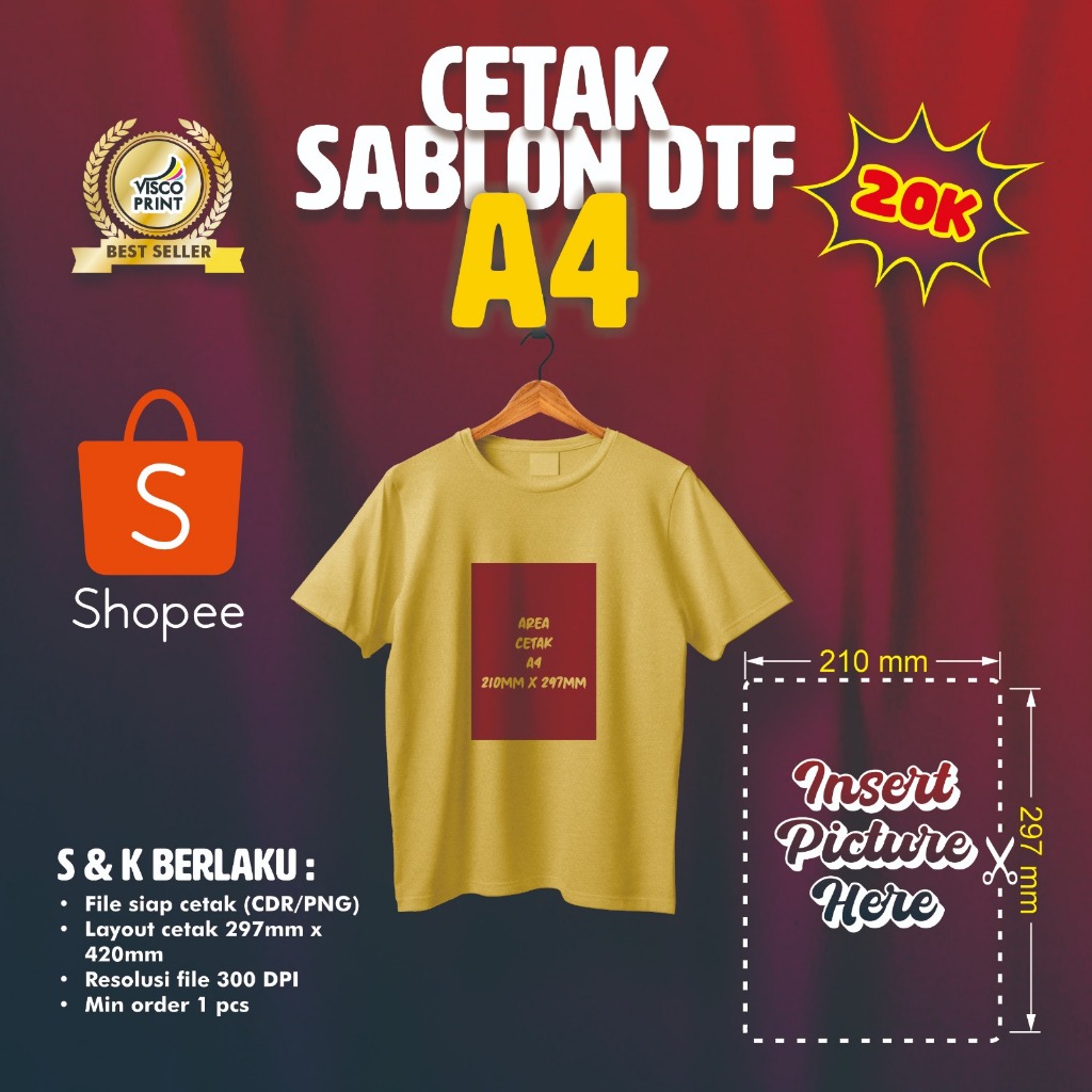 Jual SABLON PRINT DTF PREMIUM UKURAN A4 | Satuan Meter Murah 6 Pass ...