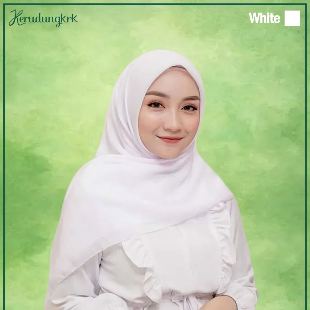 Jual Kerudung Segi Empat Warna Putih Polycotton Premium Hijab Polos ...