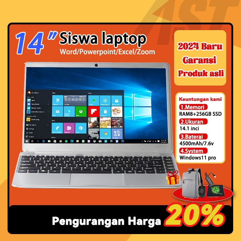 Jual AST laptop baru 14 inci Intel J4115 ram8+256gb ssd IPS win11 Logam ...