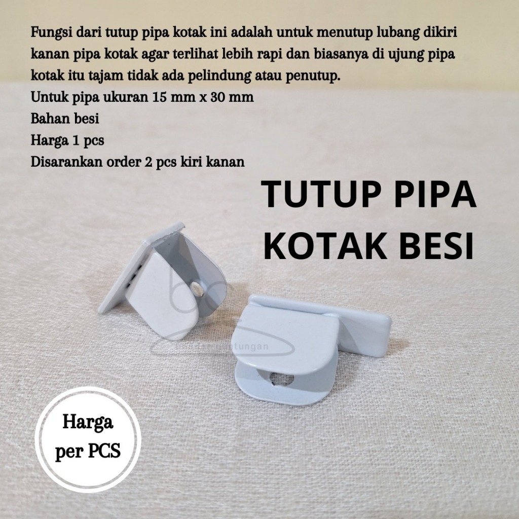 Jual Tutup Pipa Kotak Besi Silver Putih Tutup Ujung Display Pipa Kotak ...