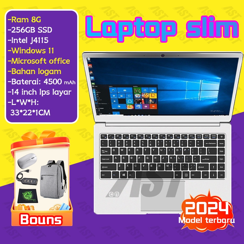 Jual AST laptop 14 inci intel J4115 baru ram 8g+256gb ssd logam ...