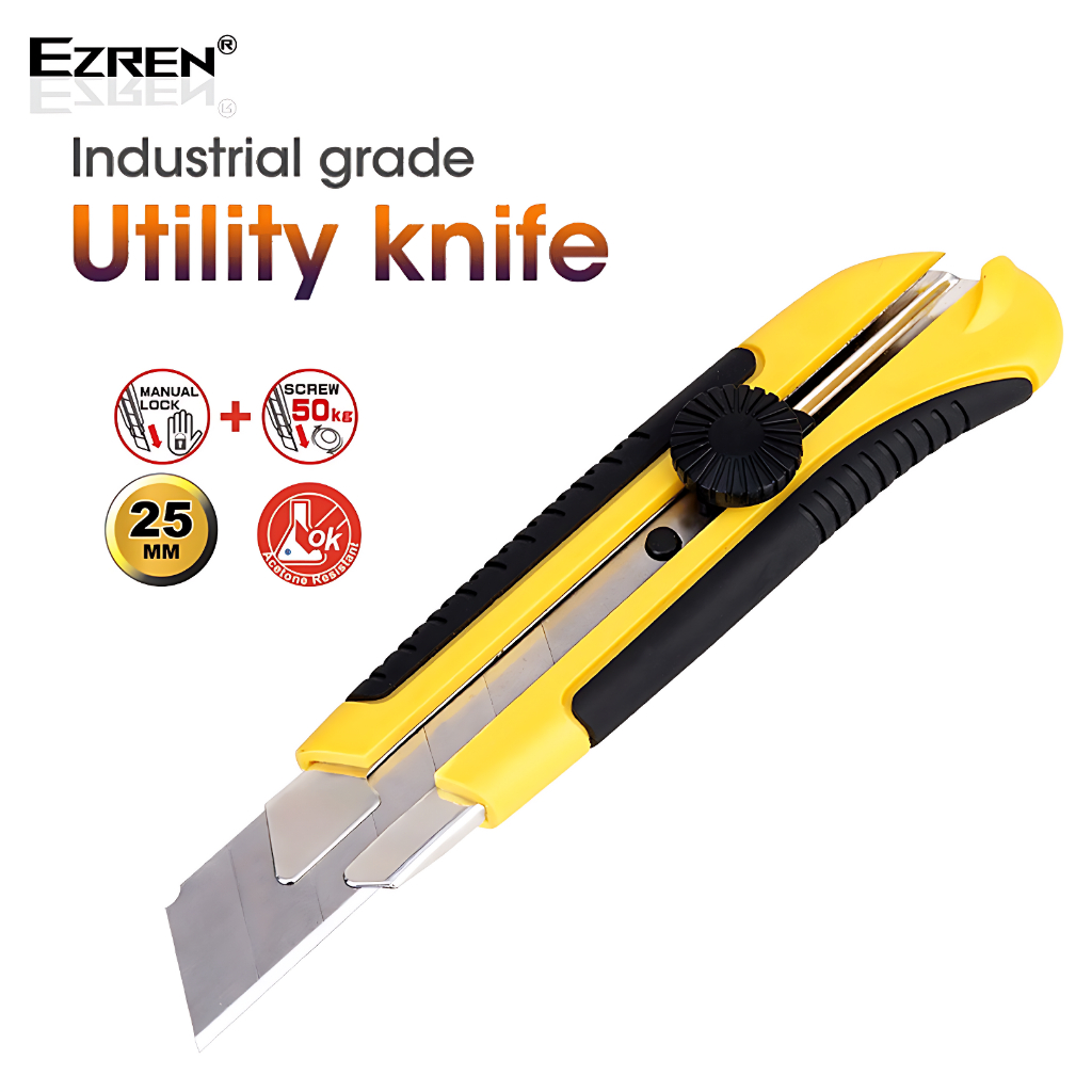 Jual Ezren EZ-238 Pisau Cutter 25mm Multifungsi Anti slip Kunci Manual ...