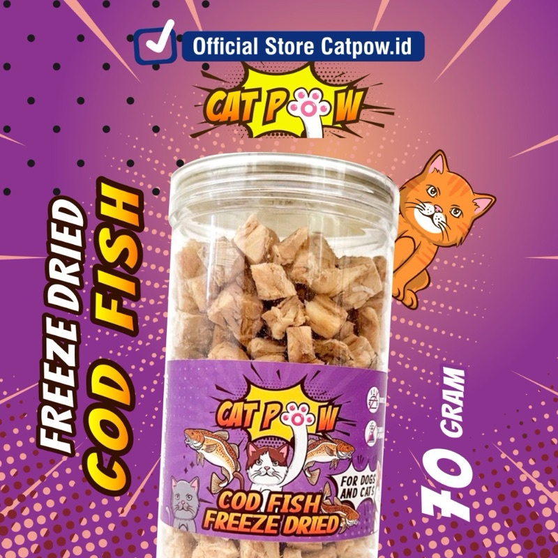 Jual CATPOW Freeze Dried Pet Snack for Cats Dogs 70gr Cod Fish/Ikan Cod ...
