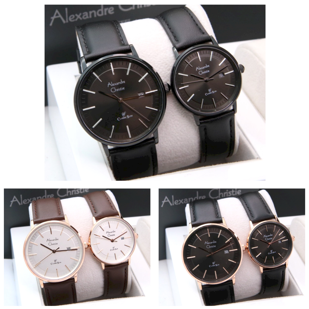 Jual Jam Tangan Couple AC Alexandre Christie 8694 Original - Tali Kulit ...