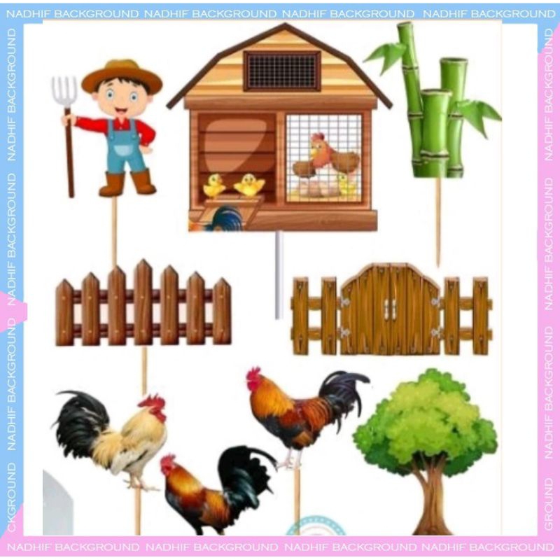 Jual Toper Cake Decorasi Karakter AYAM RUMPUT Hiasan Tusuk Kue Ulang ...