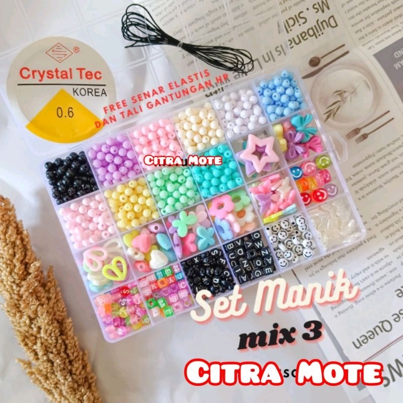 Jual New Satu Set Manik Manik DIY + Senar Lengkap Aesthetic Gelang ...