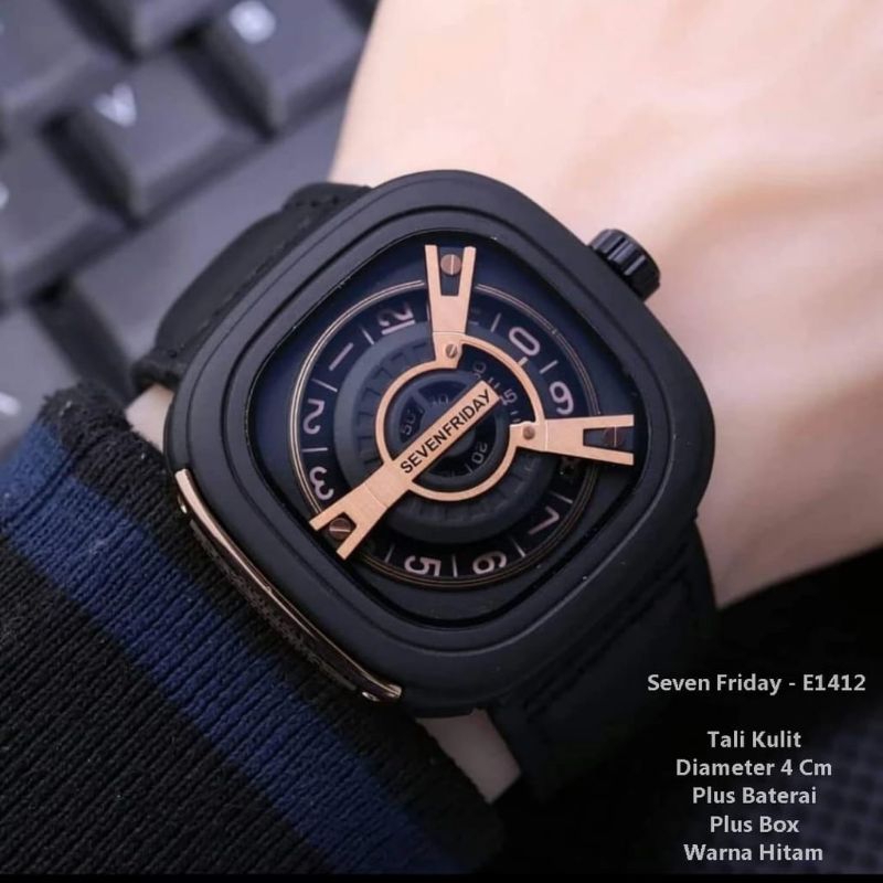Jual Jam Tangan Pria Seven Friday Kulit Kotak ( UK 4,6CM) | Shopee ...