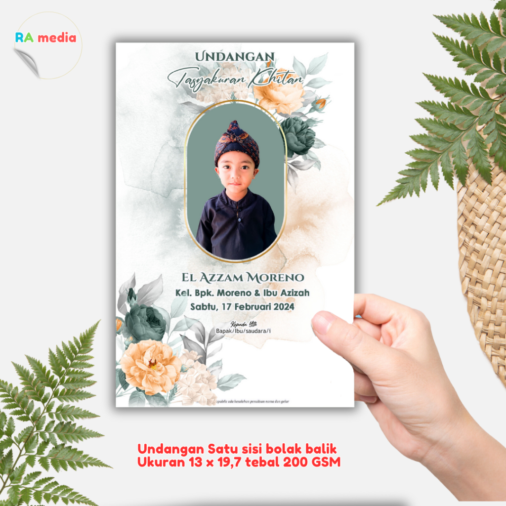 Jual Undangan sunat 1 lembar 2 sisi (depan belakang) undangan khitan ...