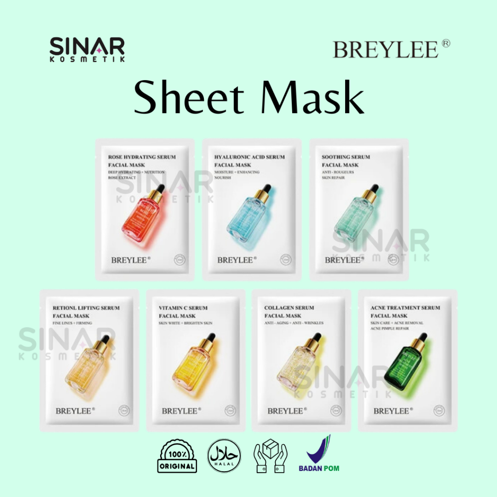 Jual [BPOM] Breylee Sheet Mask (Rose - Hyaluronic - Vitamin C - Retinol ...