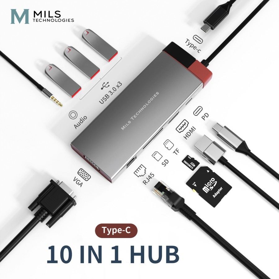 Jual Mils Technologies 10 in 1 Type C Hub / USB-C Extension Adapter ...