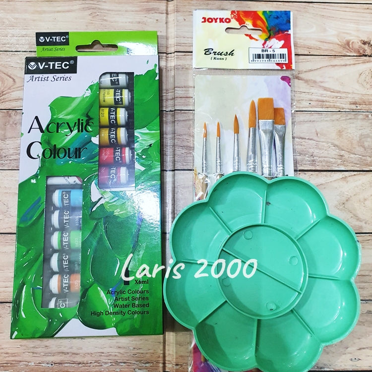 Jual Cat Akrilik 12 Warna Vtec / Cat Acrylic Colour Paint Set V-tec ...