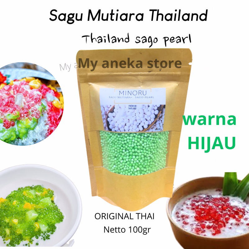 Jual Sagu mutiara thailand Warna HIJAU PINK/ sago pearl / sago ...