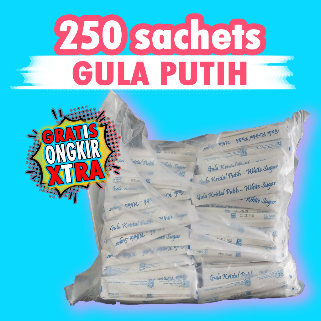 Jual GULA PUTIH STICK 250 PCS SACHET GULA SACHET WHITE SUGAR HEMAT ...