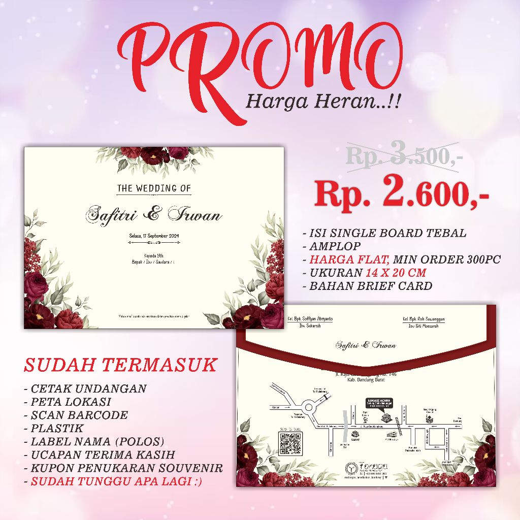 Jual Undangan Pernikahan Hard Cover Maroon | Merah | Amplop | Elegant ...