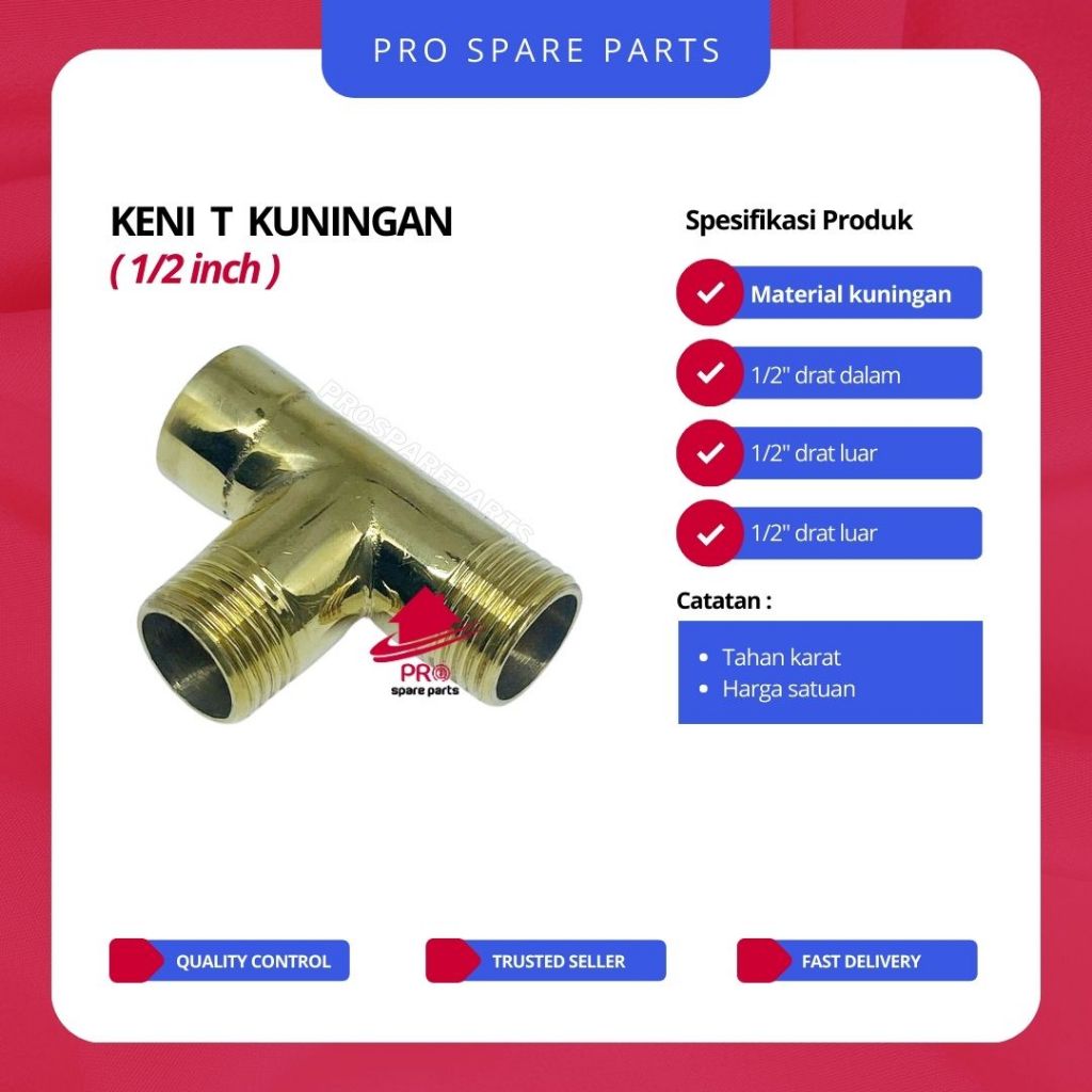 Jual Keni T Shower 1/2 Inch KUNINGAN/Nepel Sambungan Pipa/Air/Kran/Knee ...