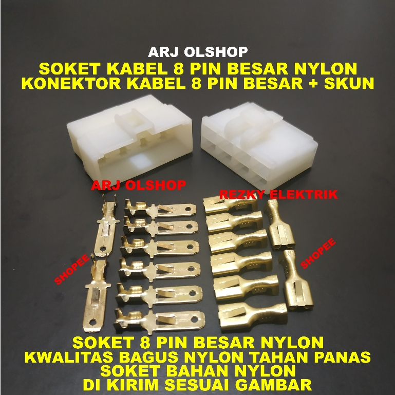 Jual Soket Kabel Motor 8 Pin BESAR - 1 SET + Skun Kabel / Socket ...