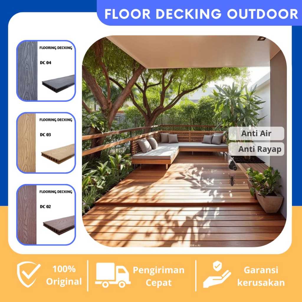 Jual FLOOR Decking WPC Outdoor Motif Kayu Panjang 2.9m/ Lantai Decking ...