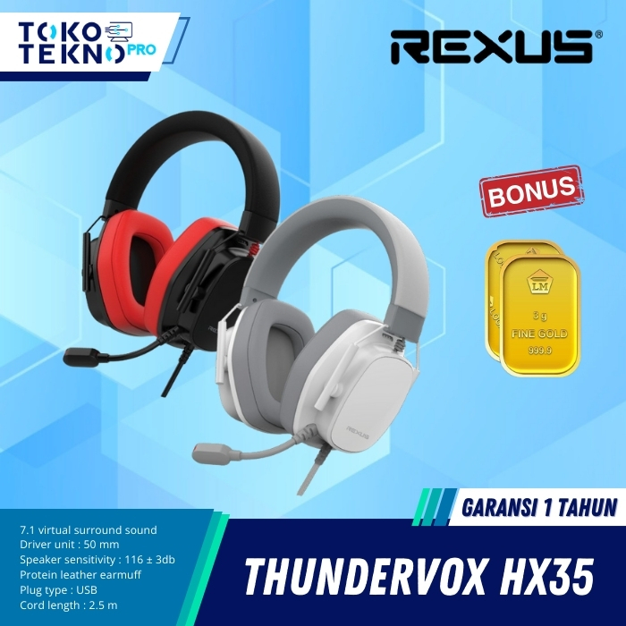 Jual Rexus HX35 / HX-35 Thundervox Headset Gaming Wired WIth Control ...