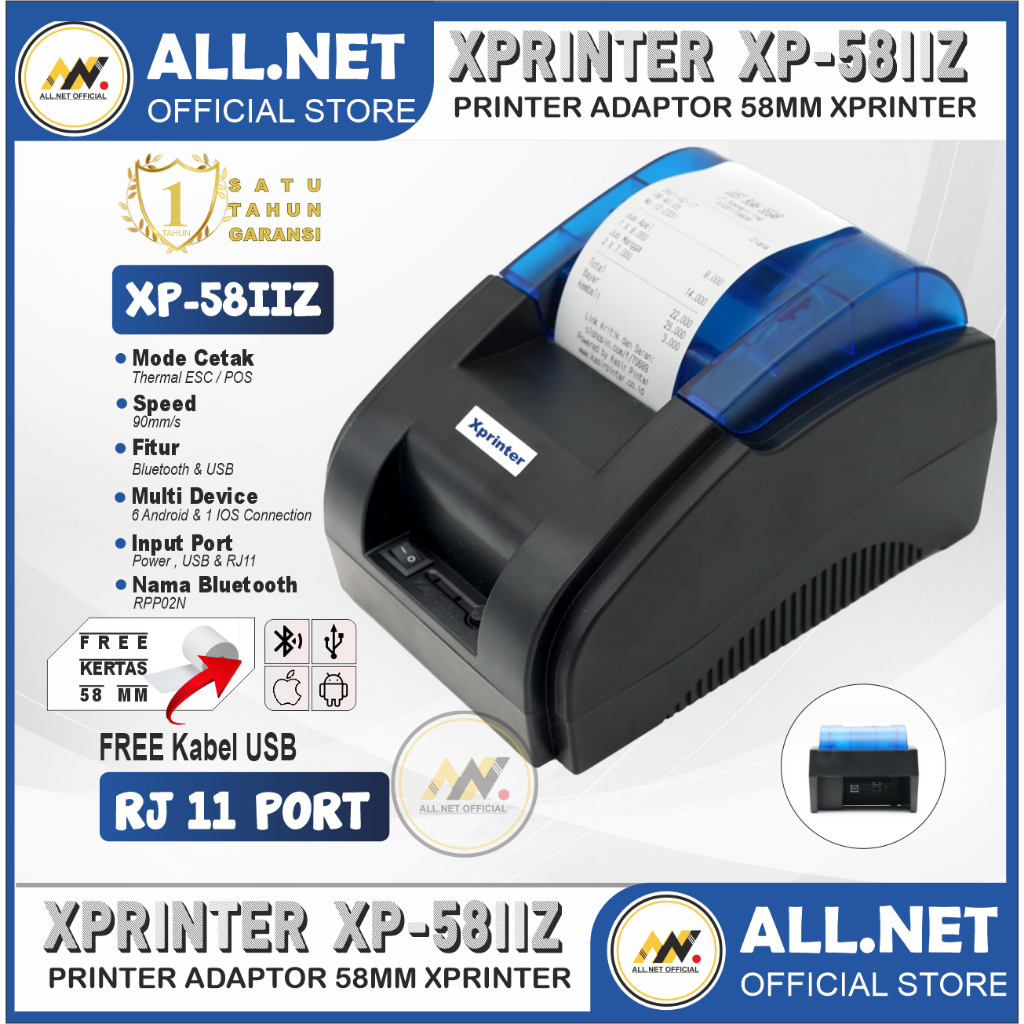 Jual Printer Thermal Bluetooth 58mm Xprinter XP-58IIIZ Bluetooth dan ...