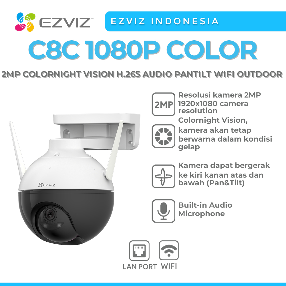 Jual EZVIZ C8C 1080P - Pro AI Color Night Vision Pan & Tilt Wireless ...
