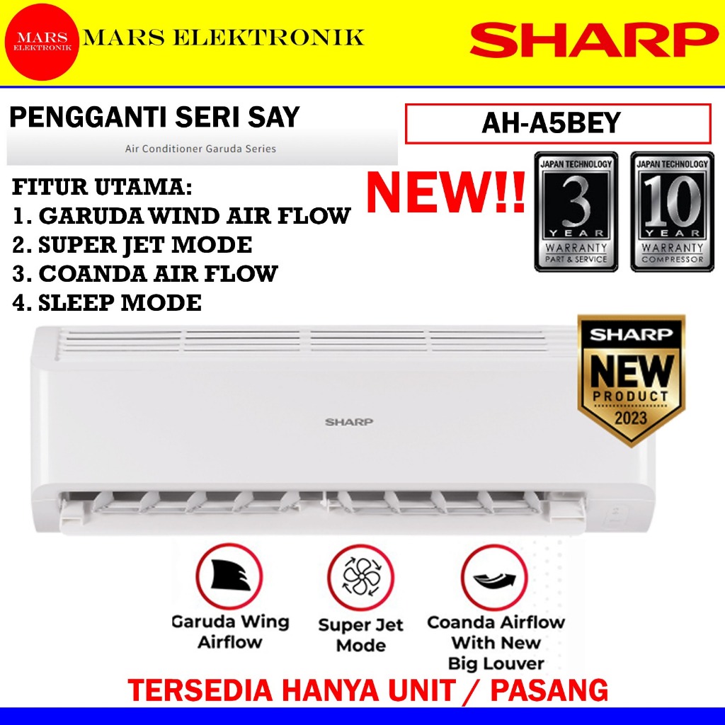 Jual AC SHARP AH-A5BEY - 1/2 PK AH A5BEY GARUDA SERIES - PENDINGIN RUANGAN SHARP - READY ...
