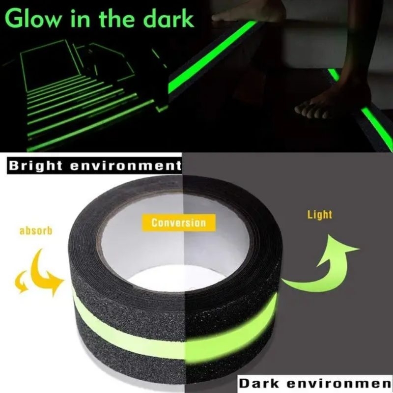 Jual lakban anti licin anti slip tangga safety walk tape glow in the dark | Shopee Indonesia