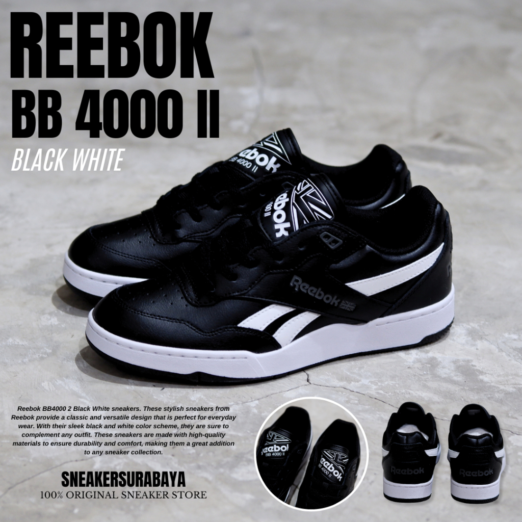 Jual REEBOK BB 4000 II BLACK WHITE 100033315 | Shopee Indonesia