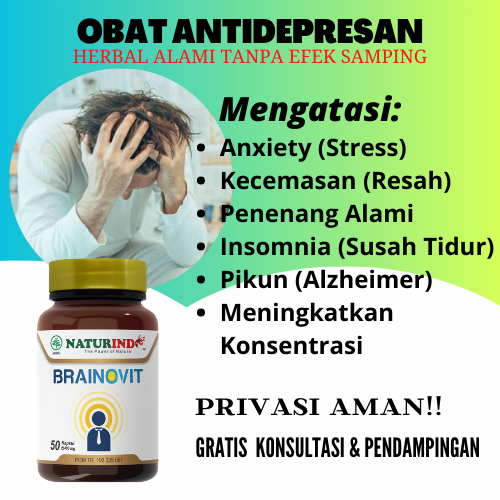 Jual Obat Suplemen Anti Depresan Stres Cemas Khawatir Depresi Pikun Gangguan Syaraf Otak Gelisah ...