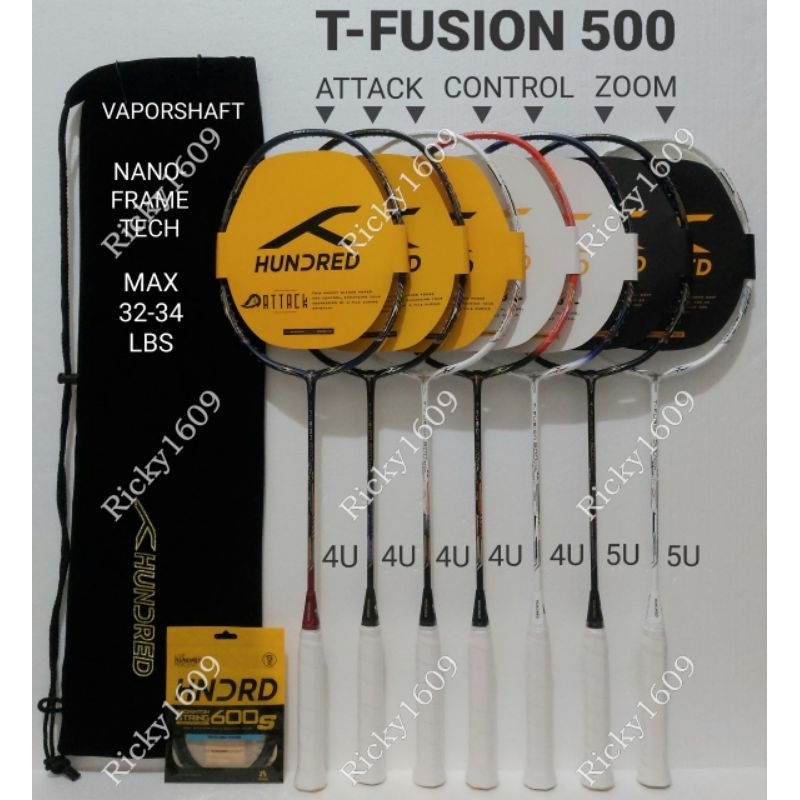 Jual RAKET BADMINTON HUNDRED T-FUSHION 500 ATTACK / T-FUSHION 500 ...