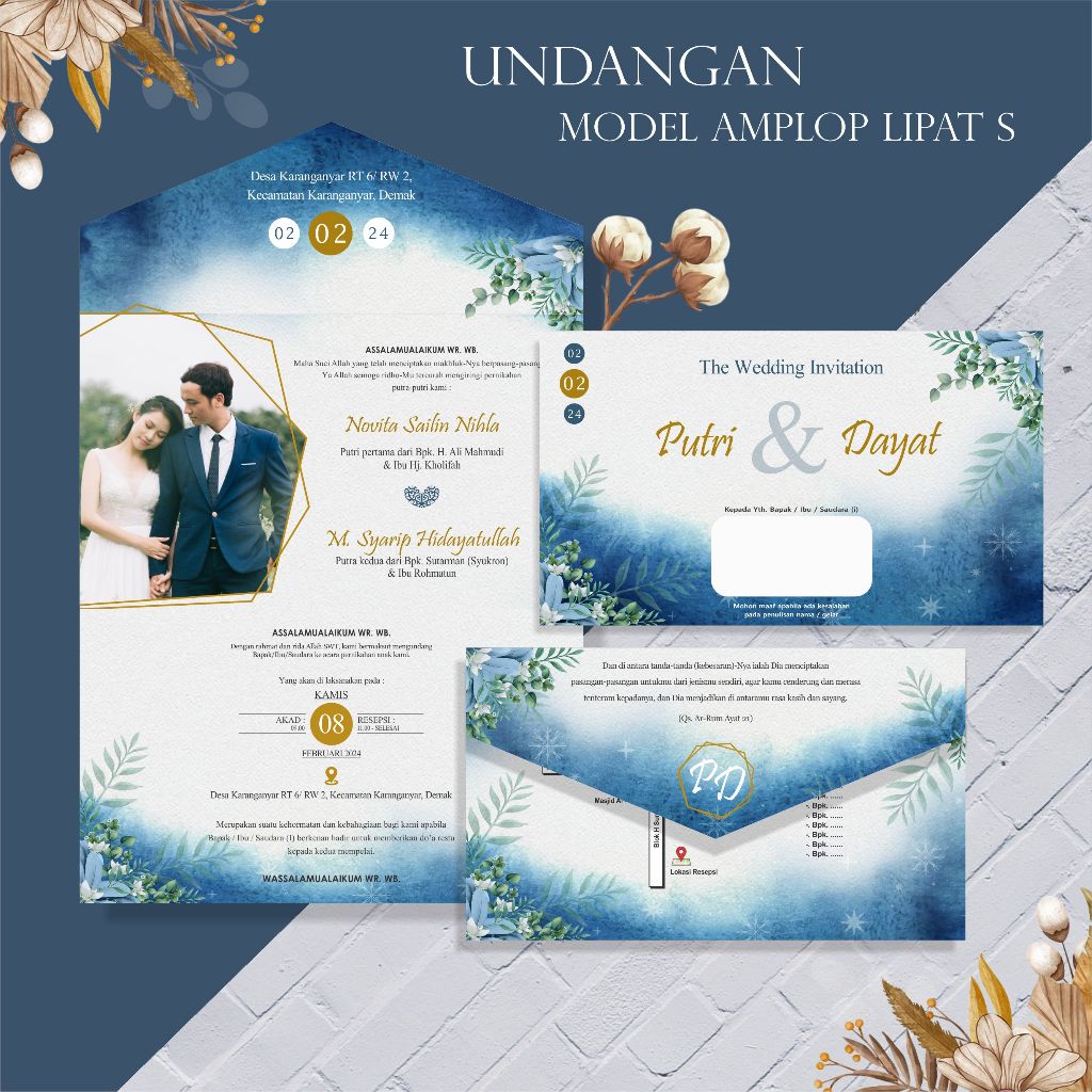 Jual undangan pernikahan lipat S Free (desain, plastik, foto, denah ...